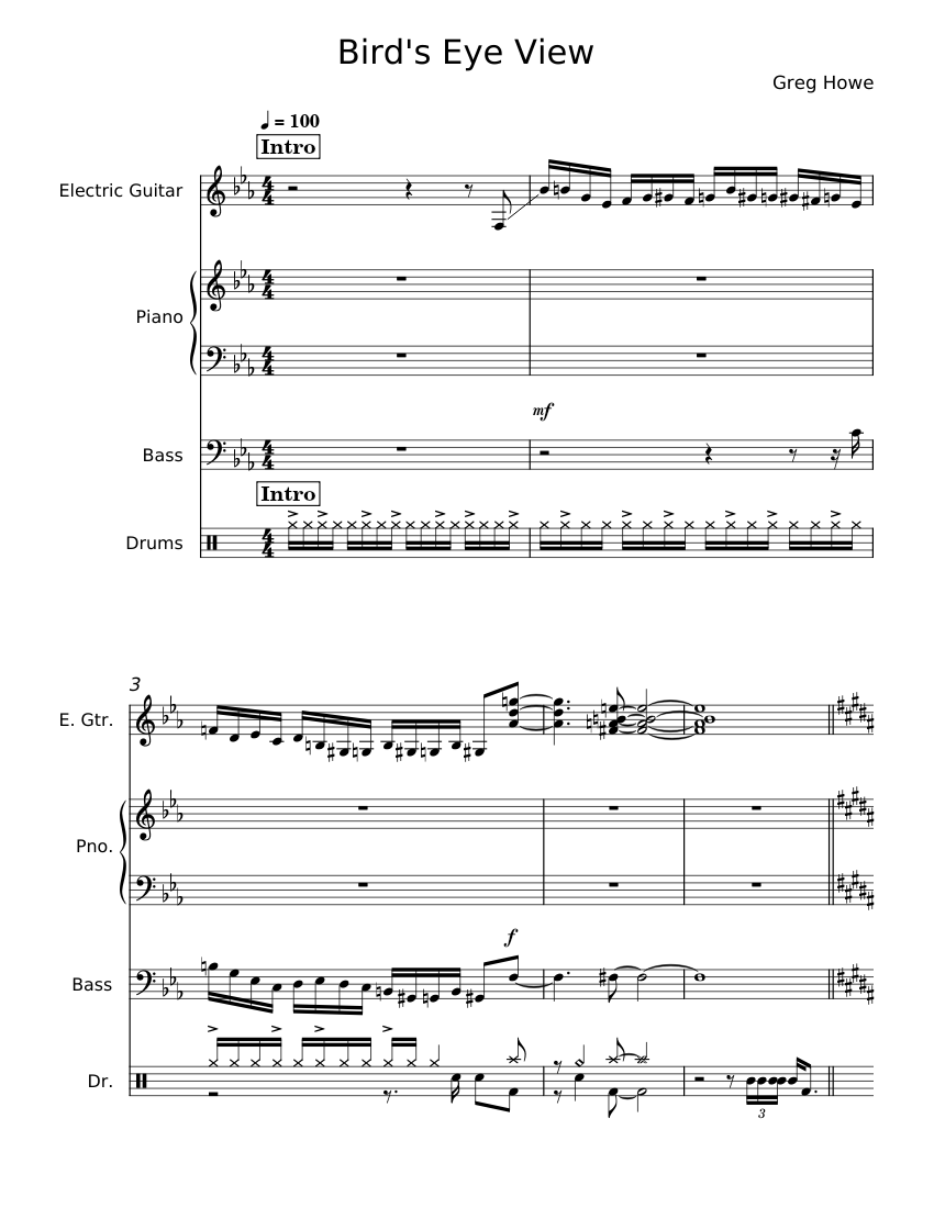 Bird's Eye View - Greg Howe Sheet Music with Chords for Piano, Bass ...