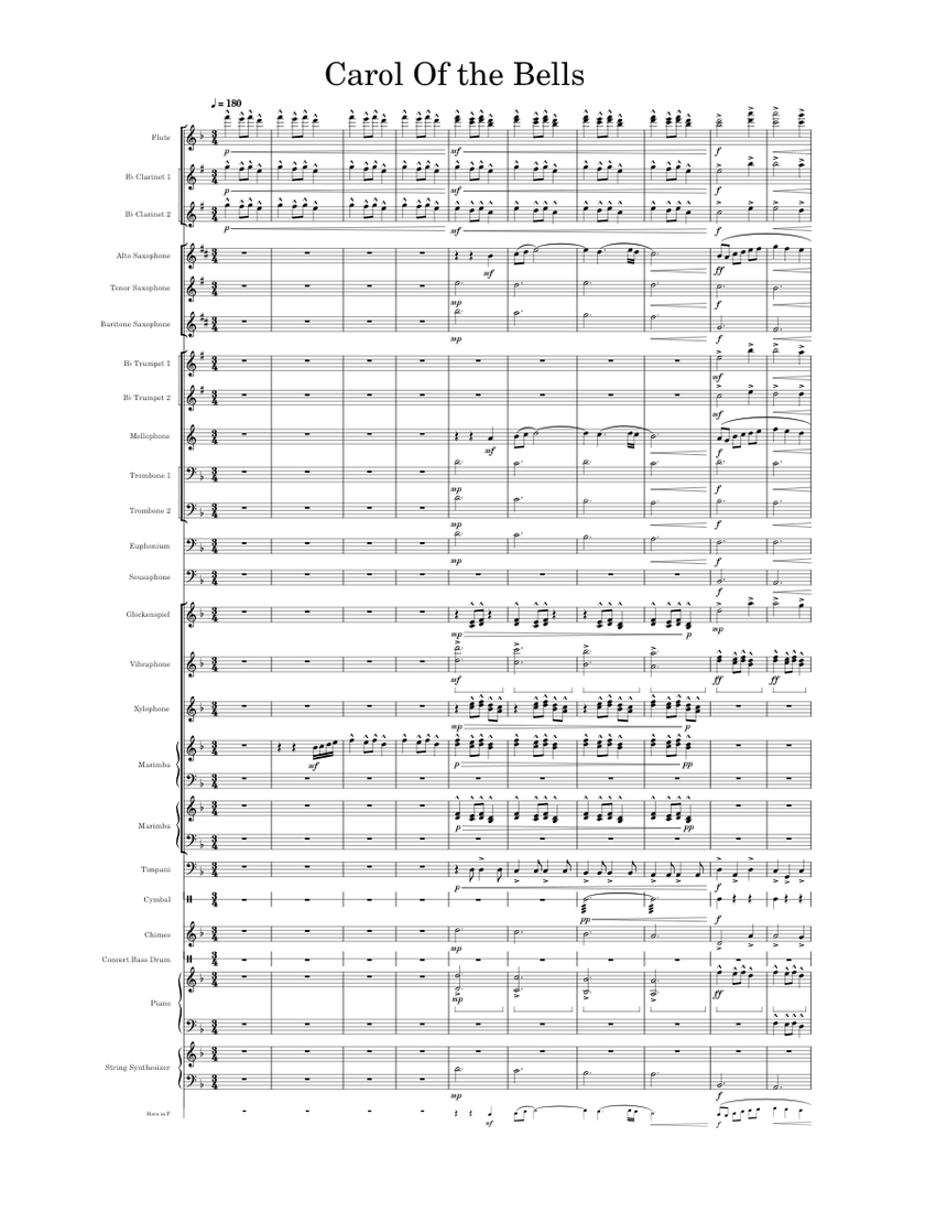 Carol of the Bells for Marching Band Sheet music for Piano, Trombone ...