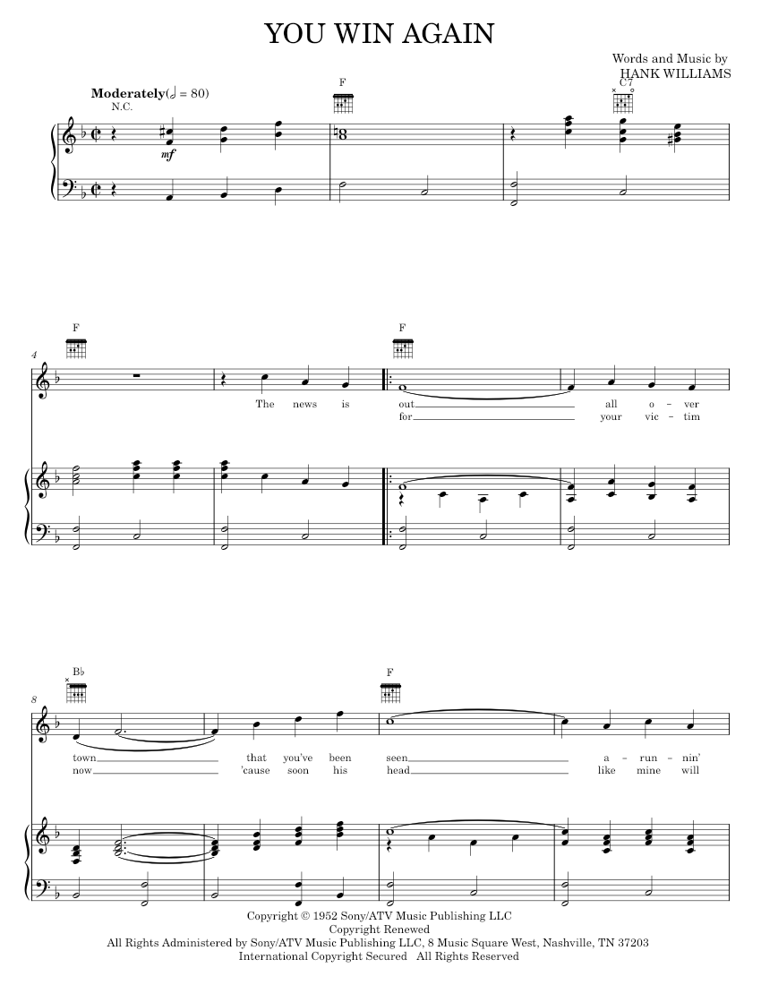 Play Official version of You Win Again Sheet Music by B.J. Thomas ...