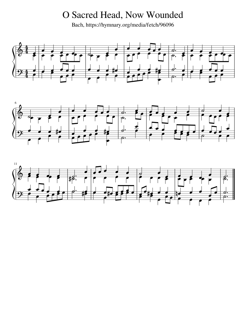 O_Sacred_Head,_Now_Wounded Sheet music for Organ (Solo) | Musescore.com