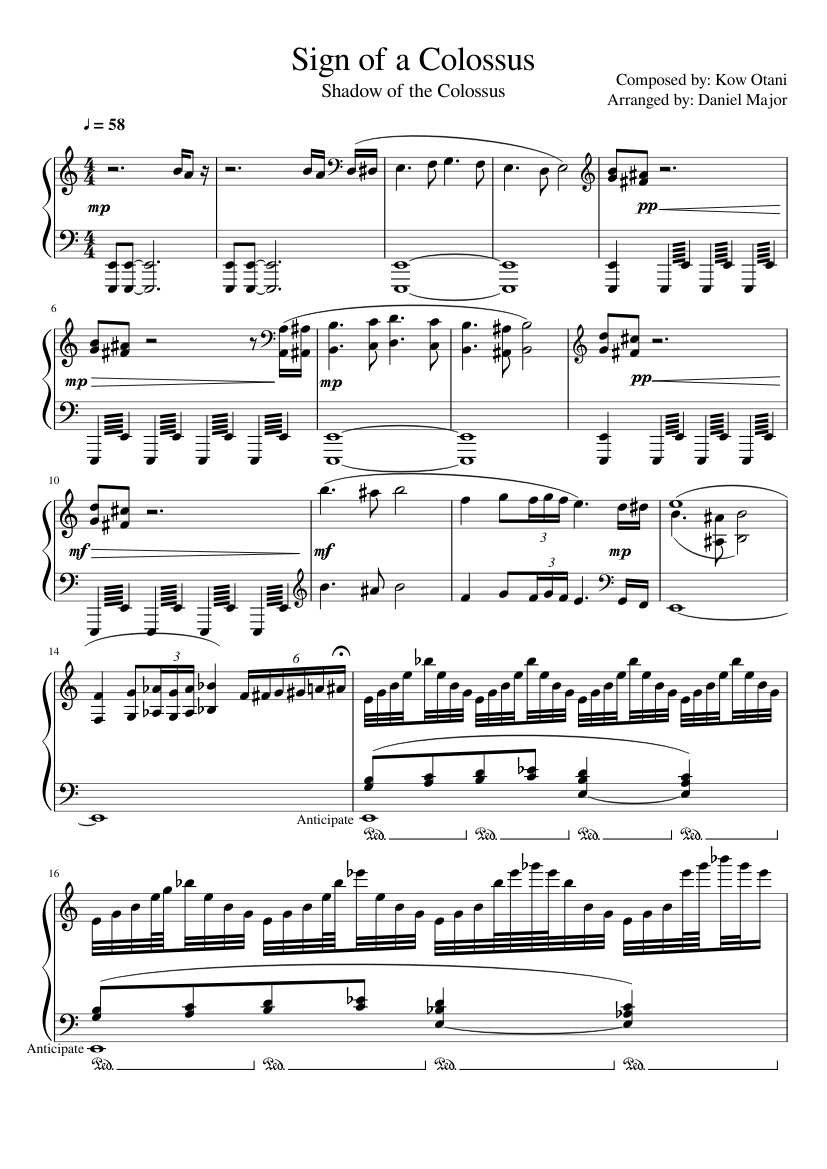 Shadow Of The Colossus - Kow Otani Sheet music for Piano (Solo ...