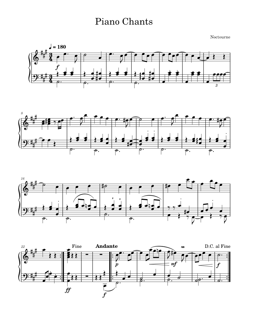 Piano Chants Sheet music for Piano (Solo) Easy | Musescore.com