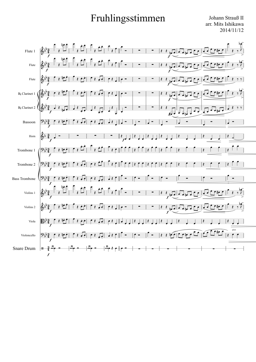 Fruhlingsstimmen Sheet music for Trombone, Flute, Bassoon, Viola (Mixed ...