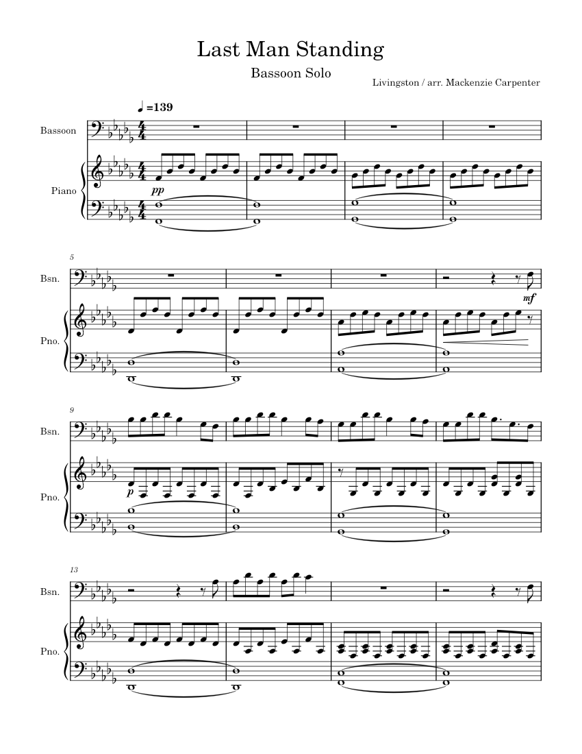 Last Man Standing – Livingston Last Man Standing- Bassoon Solo Sheet ...