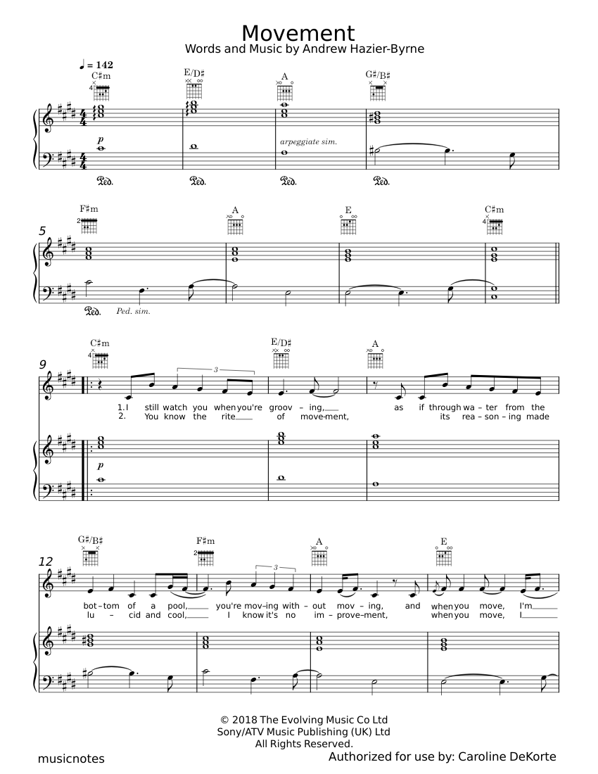 Movement - Hozier Sheet Music for Piano (Piano Duo) | MuseScore.com