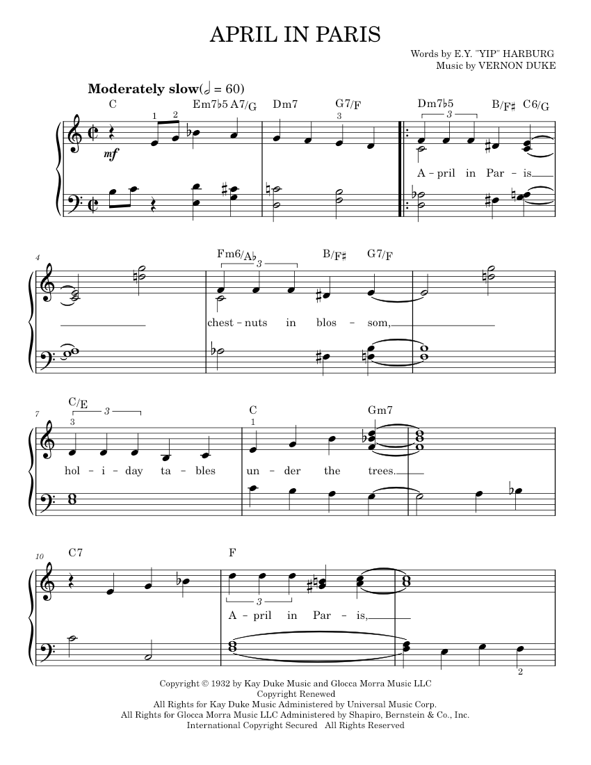 Play Official version of April In Paris sheet music by Count Basie for ...