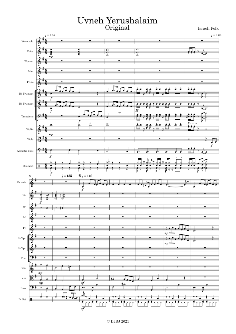 Uvneh Yerushalaim Sheet music for Trombone, Vocals, Female, Male & more ...