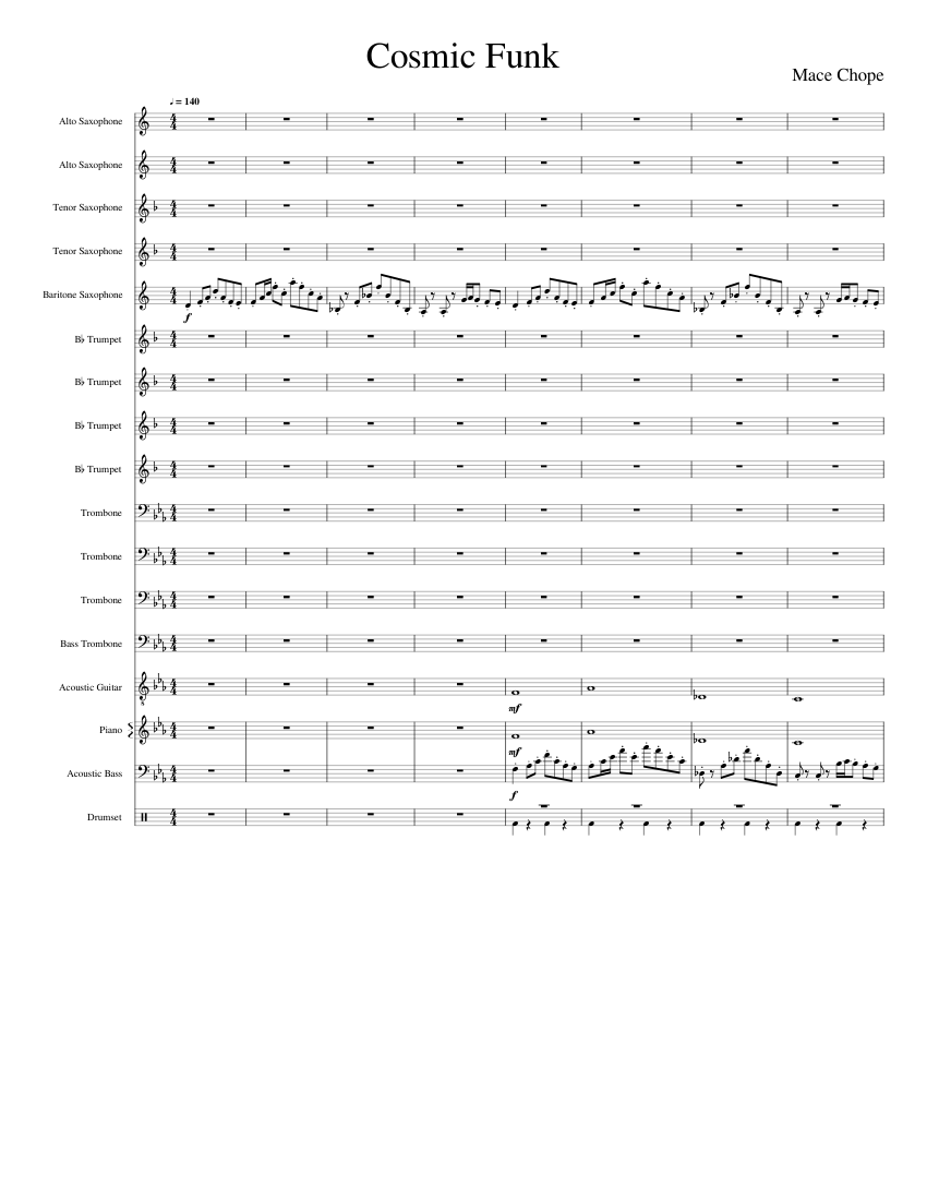 Cosmic Funk Sheet music for Piano, Trombone, Trombone bass, Saxophone ...