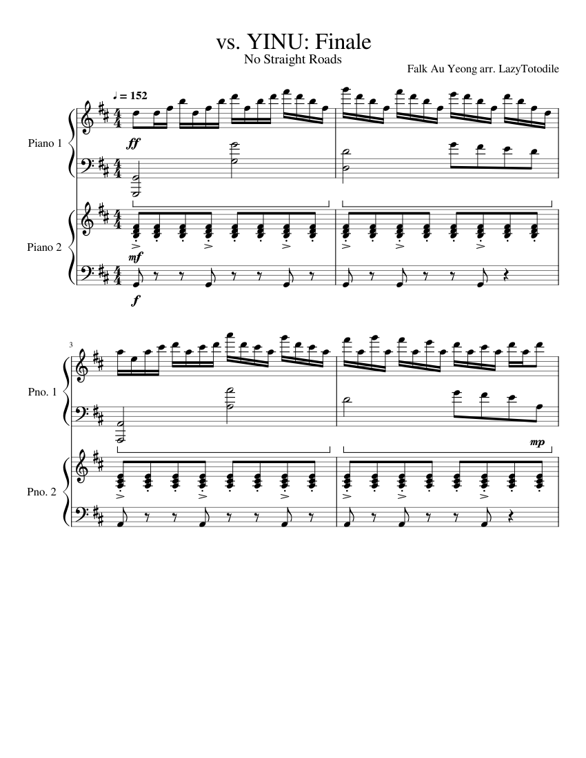 vs. YINU - Finale ("Frenzy Piano") Sheet music for Piano (Piano Duo ...