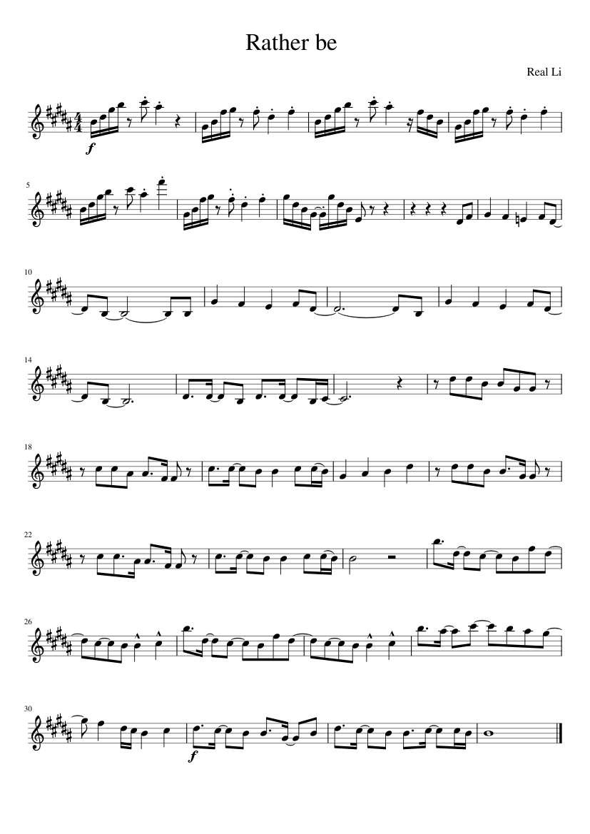 Rather Be Single Violin Sheet music for Violin (Solo) | Musescore.com