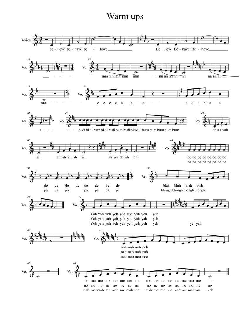 Choir warm ups Sheet music for Voice (other) (Choral) | Musescore.com