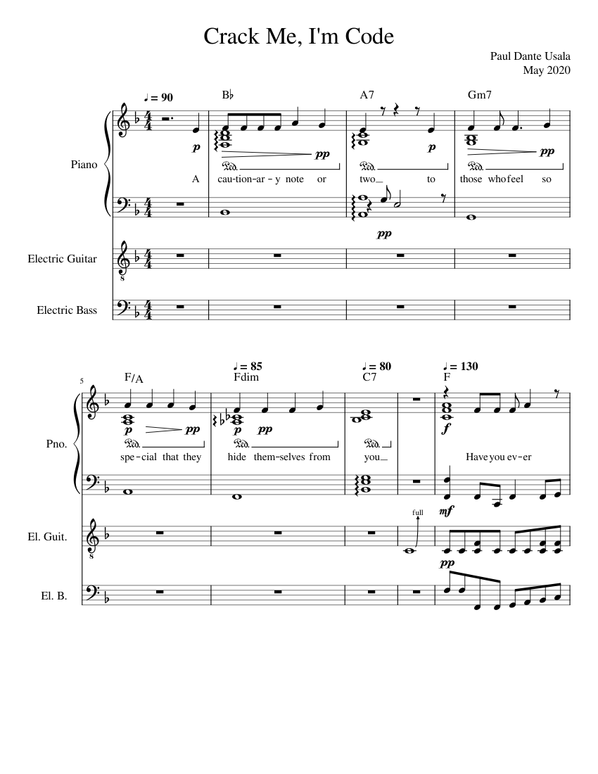 Crack Me, I'm Code Sheet music for Piano, Guitar, Bass guitar (Piano ...