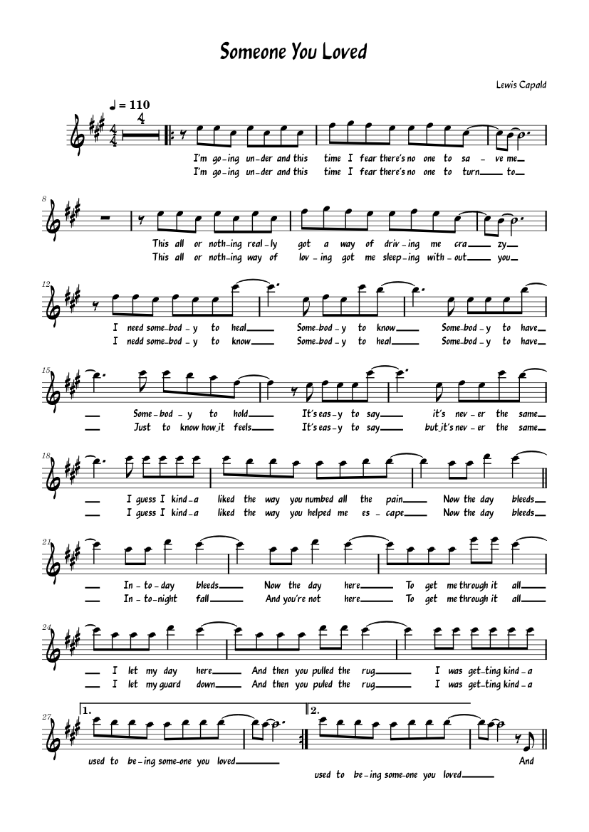 Someone you loved – Lewis Capaldi - Sax Alto Sheet Music for Saxophone alto (Solo) | MuseScore.com