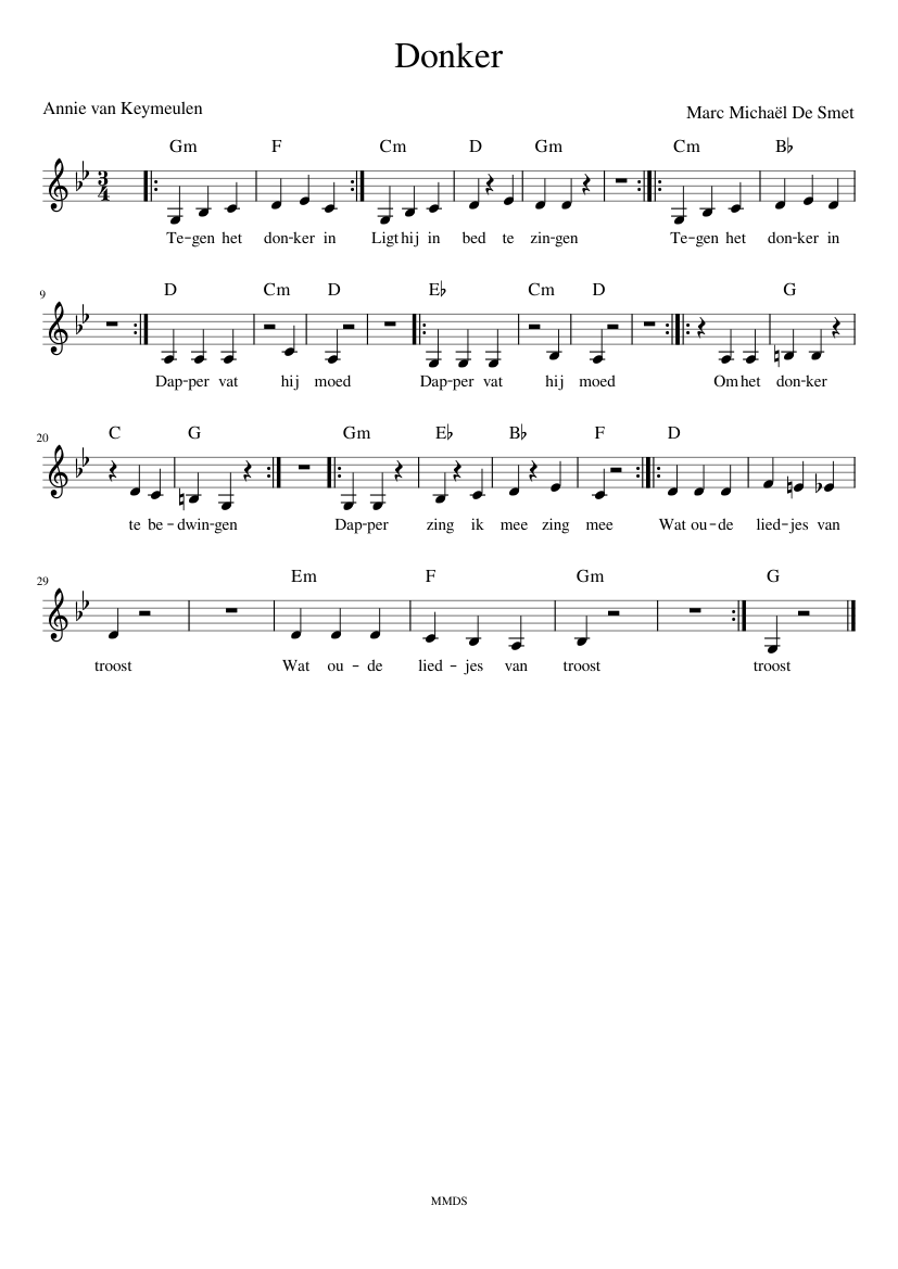 Donker – marcmichaelde Sheet Music for Piano (Solo) Easy | MuseScore.com