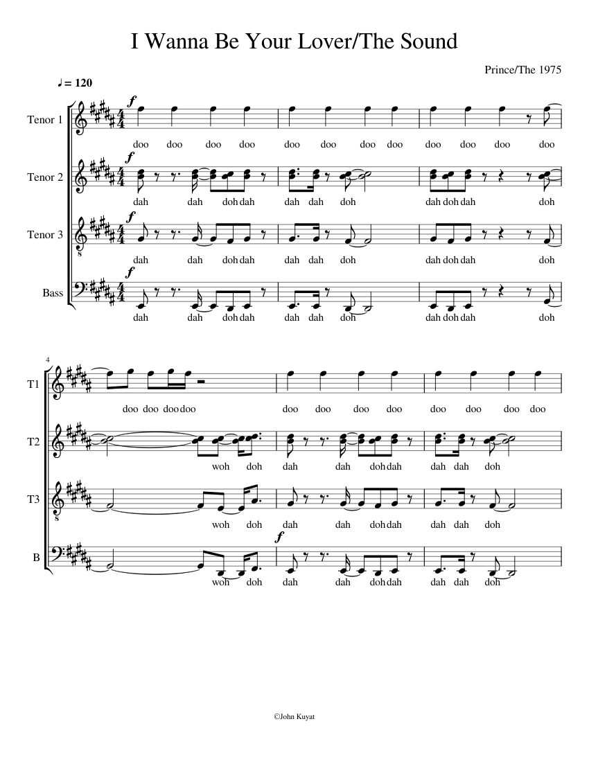 I Wanna Be Your Lover/The Sound Sheet music for Piano (Mixed Quartet ...