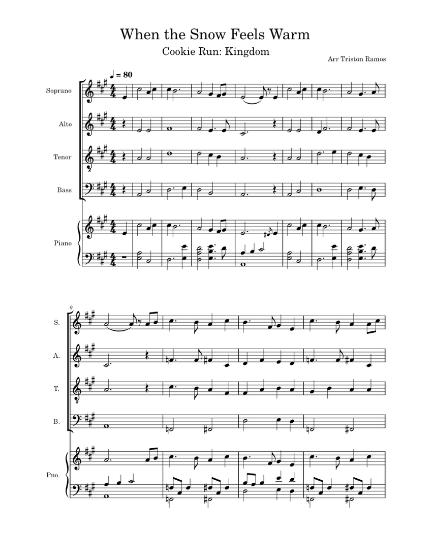 When the Snow Feels Warm (SATB and Piano) Sheet music for Piano ...