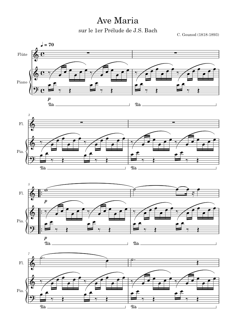 Ave Maria – Charles Gounod Ave Maria de Gounod sur le 1er Prélude de JS ...