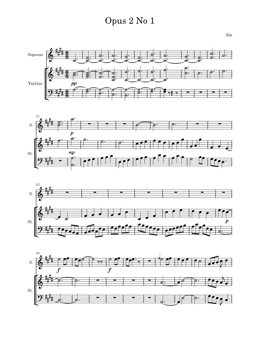 Opus 2 No 1 Sheet music for Strings Group, Soprano (String Ensemble ...