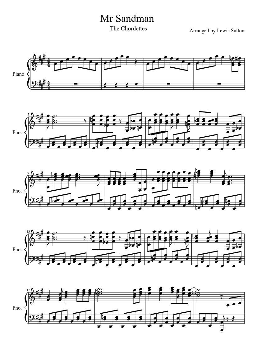 Mr. Sandman Sheet music for Piano (Solo) | Musescore.com