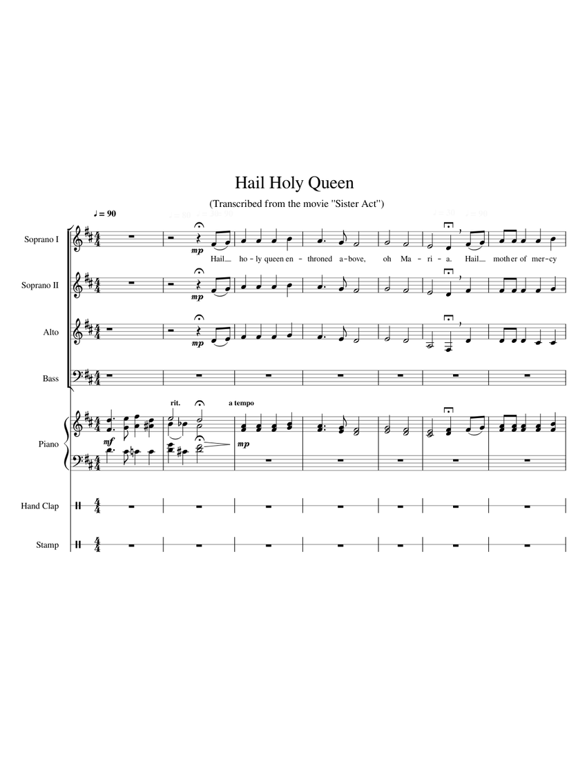 Hail Holy Queen Sheet music for Piano, Soprano, Alto, Bass voice & more ...