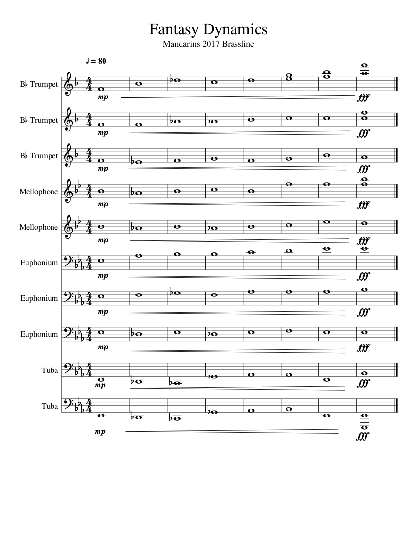 Fantasy Dynamics Sheet music for Euphonium, Tuba, Mellophone, Trumpet ...