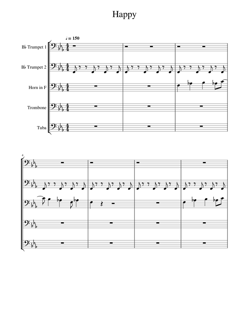 Pharrell Williams - Happy: Trombone arrangament Sheet music for Trumpet ...