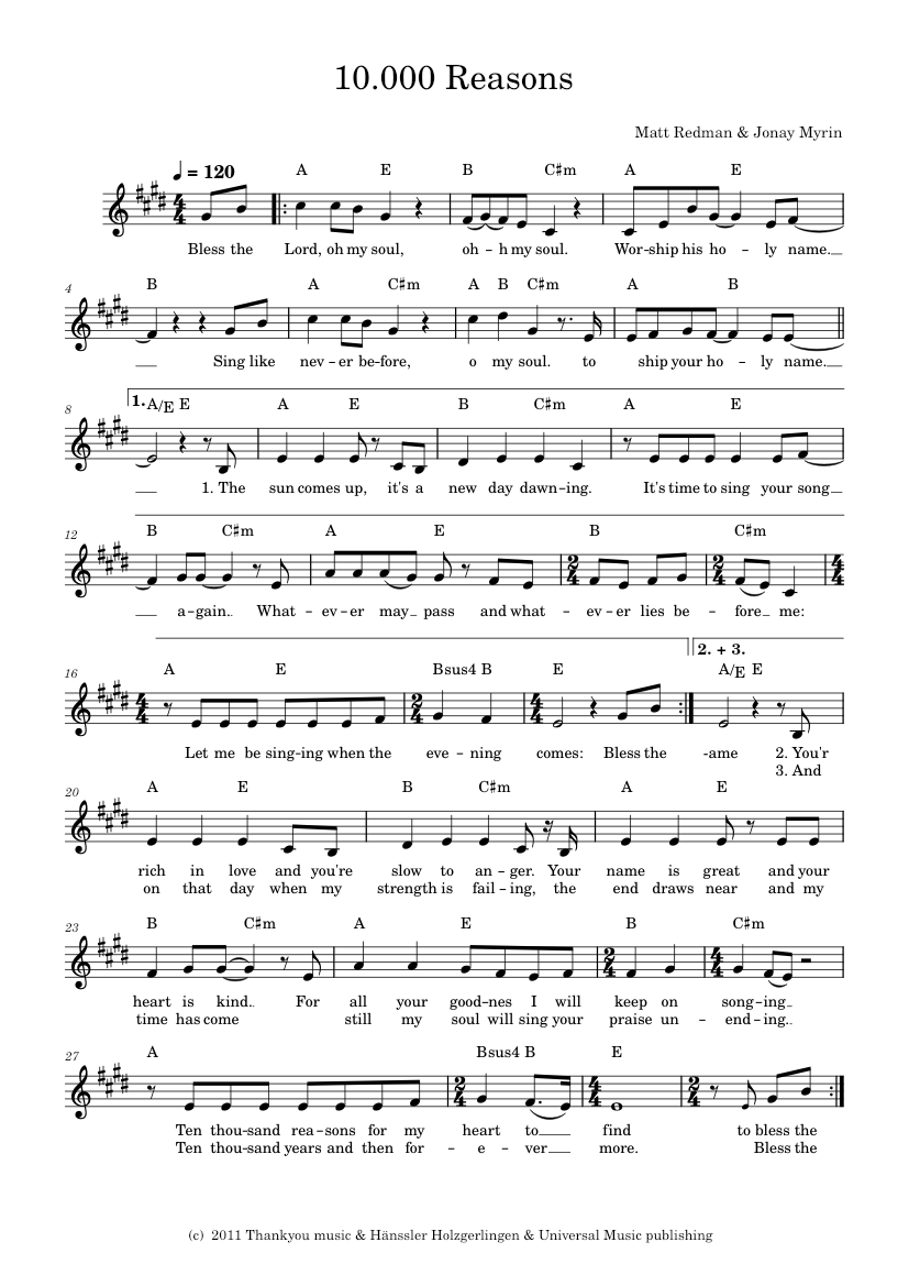 10000 Reasons (Bless the Lord) – Jonas Myrin and Matt Readman MUSAIK 1 ...