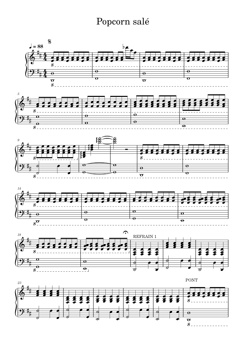 Popcorn salé - Santa Sheet Music for Piano (Solo) Easy | MuseScore.com