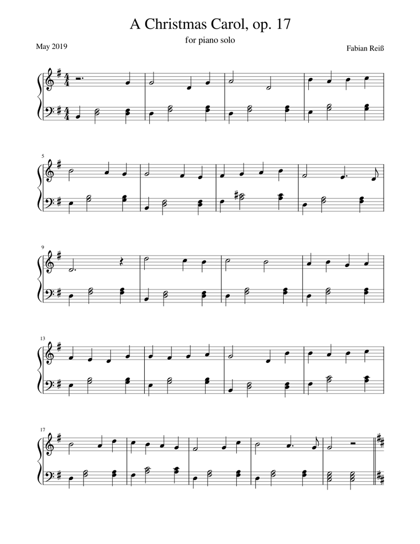 A Christmas Carol, op. 17 Sheet music for Piano (Solo) Easy | Musescore.com
