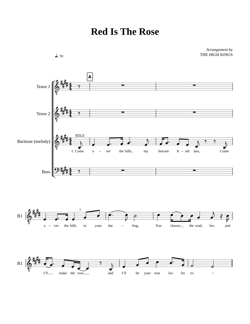 red is the rose ttbb (1) Sheet music for Bass (A Capella) | Download ...