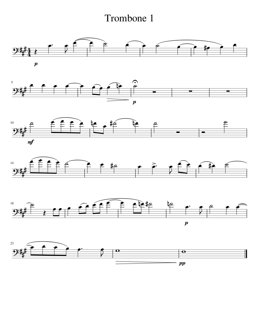 Trombone 1 Sheet music for Piano (Solo) | Musescore.com
