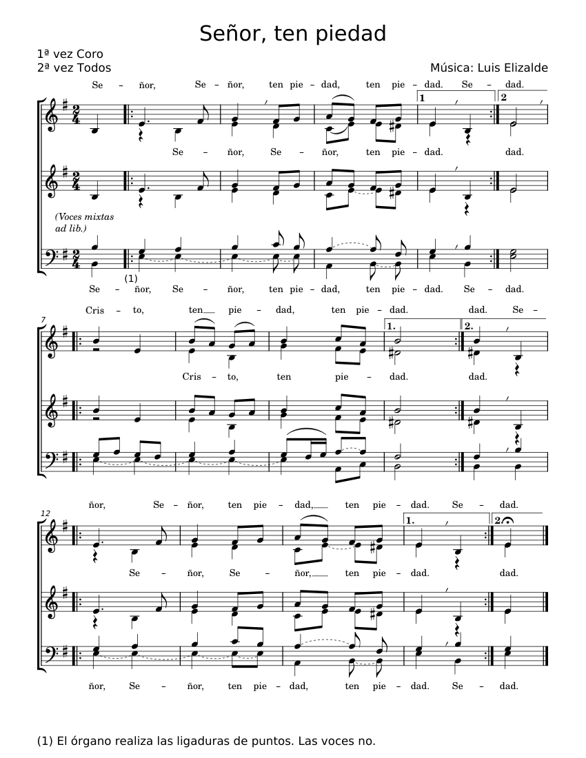 Señor, ten piedad – Luis Elizalde Sheet Music for Vocals (Choral ...