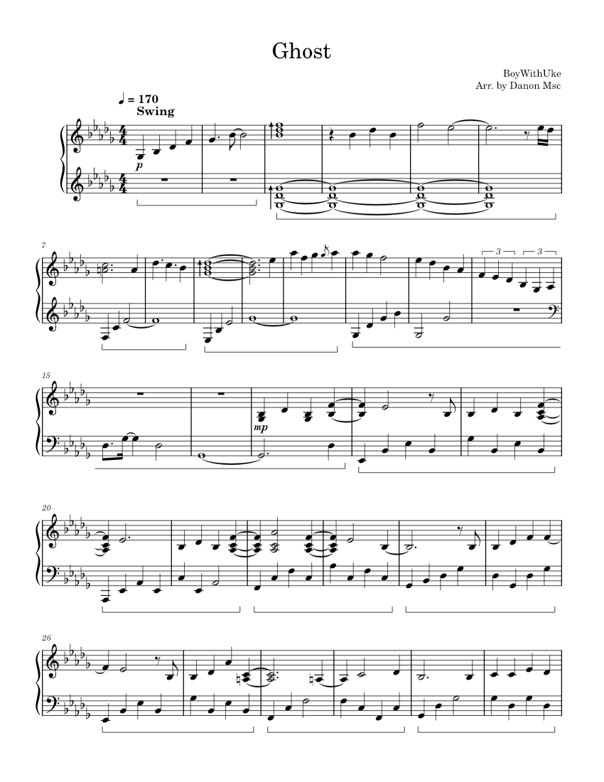 Ghost – BoyWithUke Sheet Music for Piano (Solo) | MuseScore.com