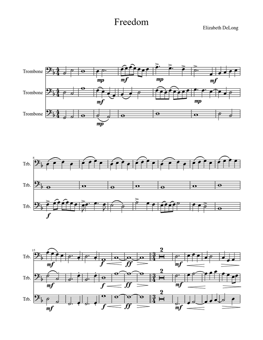 Freedom Sheet music for Trombone (Mixed Trio) | Musescore.com