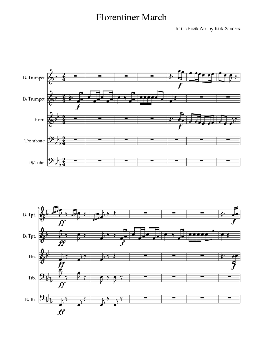 Florentiner March Brass Quintet Sheet music for Trombone, Tuba, Trumpet ...