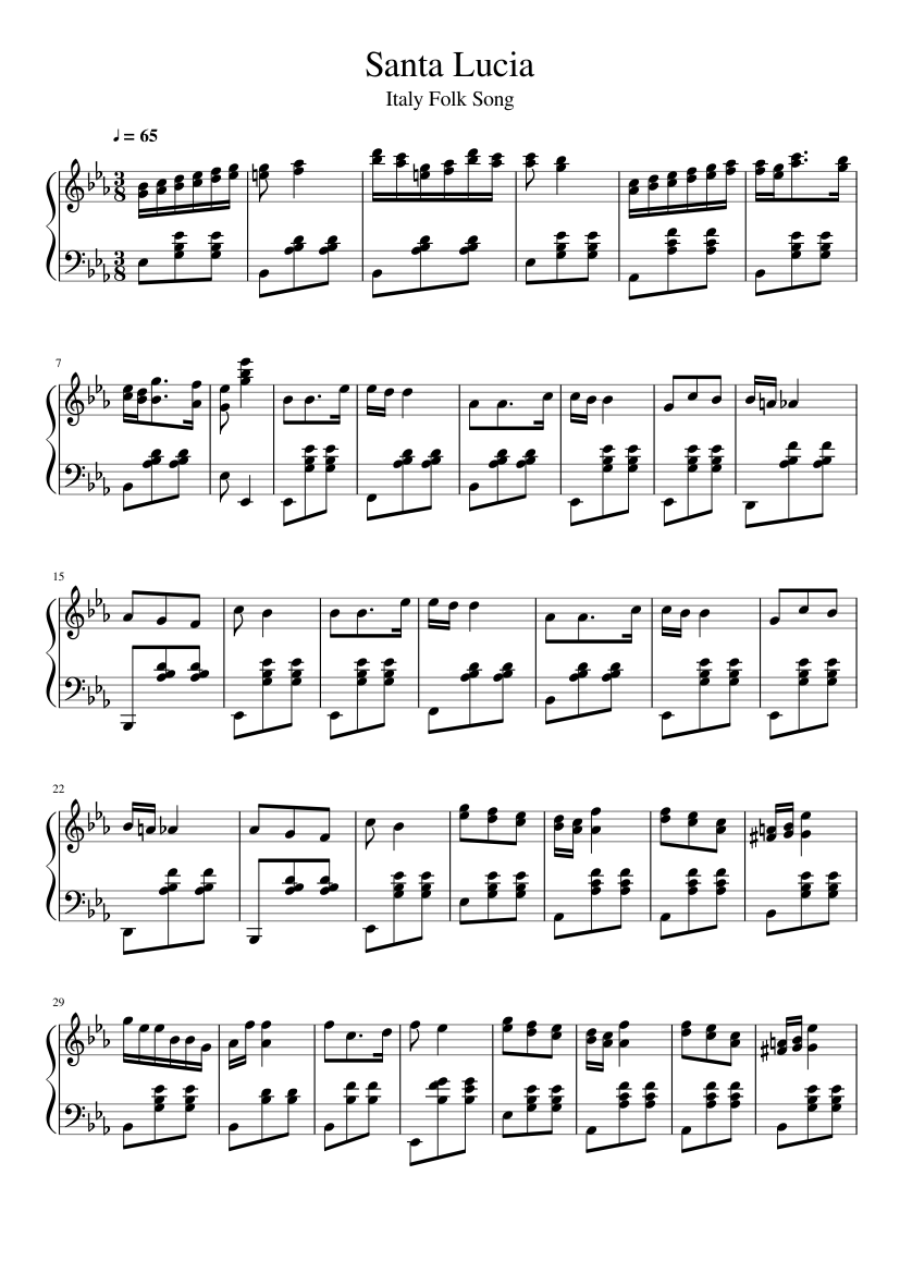Santa Lucia Sheet music for Piano (Solo) | Musescore.com