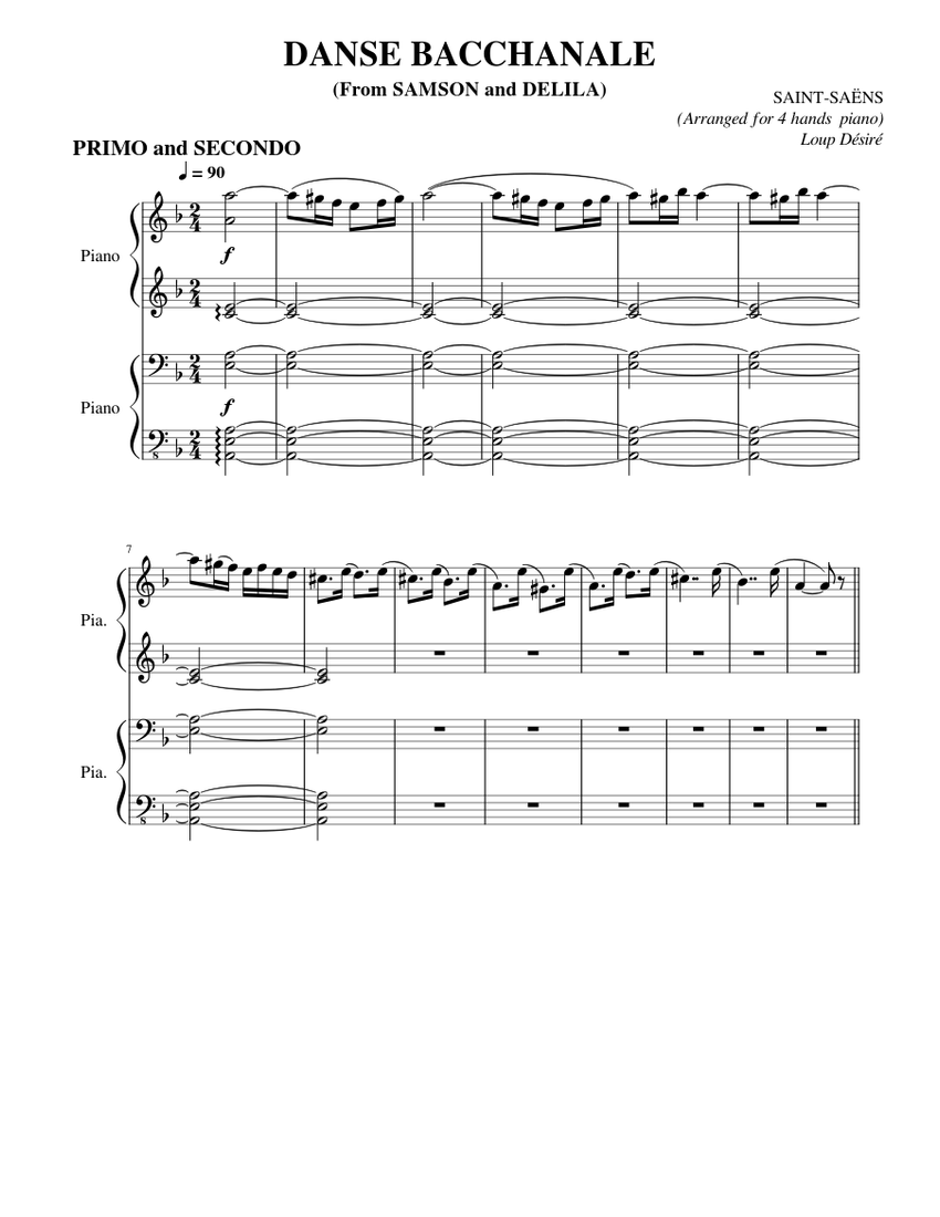 Samson et Dalila, Op. 47: Danse Bacchanale – Camille Saint-Saëns DANSE BACCHANALE p Sheet music ...