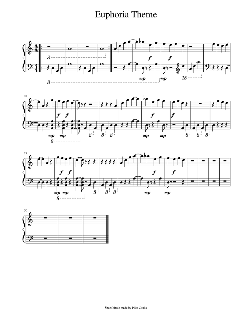 Euphoria Theme Sheet music for Piano (Solo) | Musescore.com