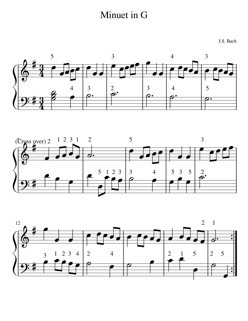 Minuet in G Sheet music for Piano (Solo) Easy | Musescore.com