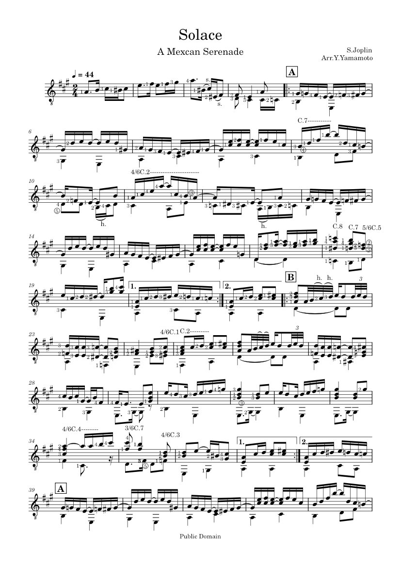 Solace – Scott Joplin Solace Sheet music for Guitar (Solo) | Musescore.com