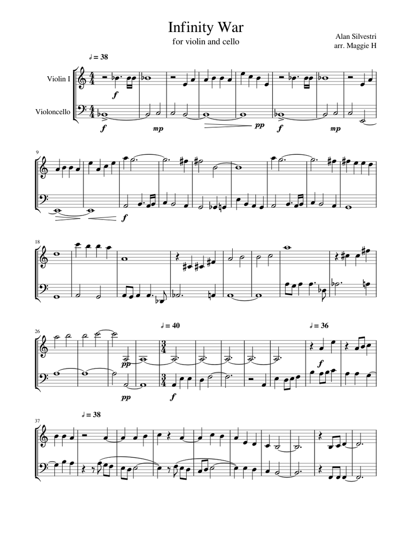|Infinity War| from Avengers: Infinity War Sheet music for Violin ...