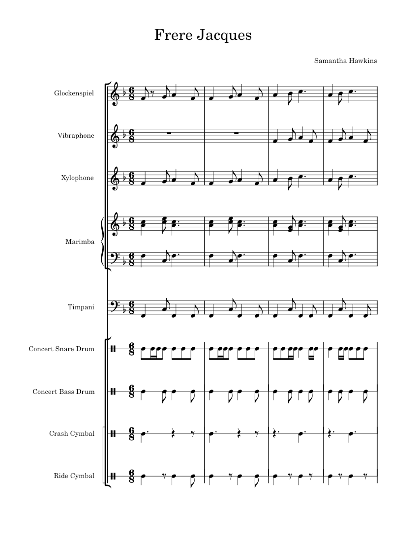 Frere jacques – Misc Traditional Frere Jacques Sheet music for Timpani ...