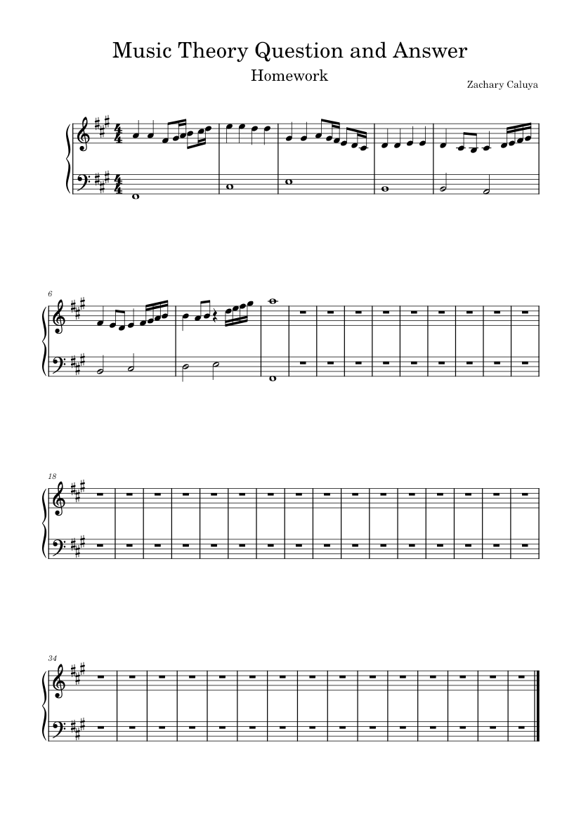 Music Theory Question and Answer Sheet music for Piano (Solo ...