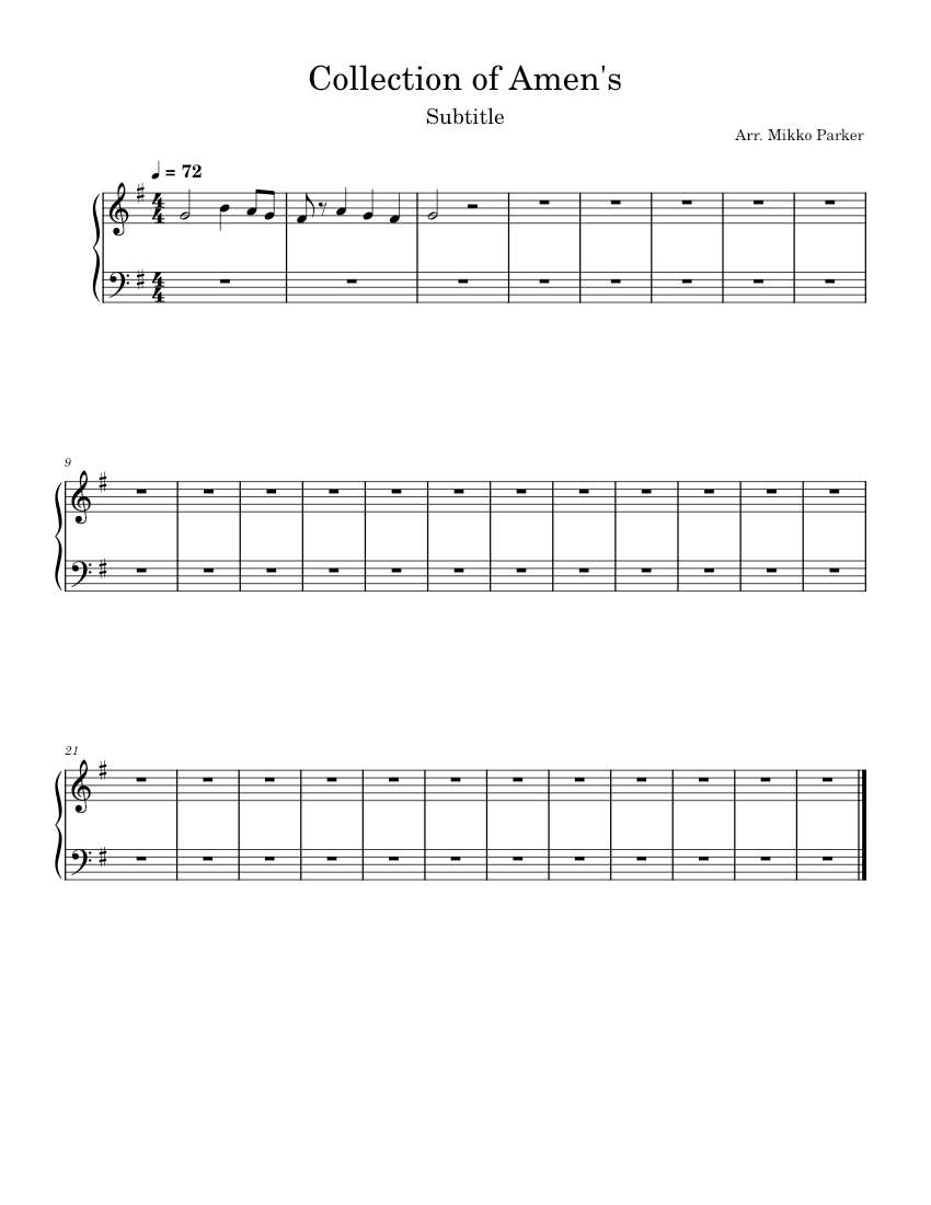 Collection of Amen's Sheet music for Piano (Solo) Easy | Musescore.com