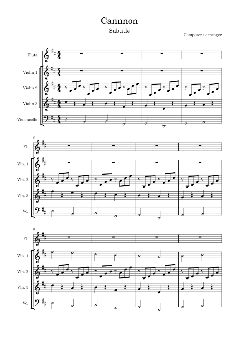 Cannon in D Minor – Thomas Bergerson Cannon Sheet music for Flute ...