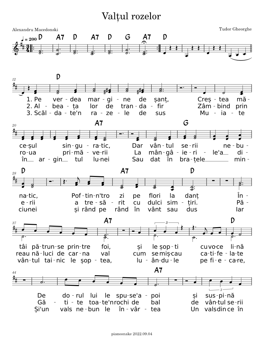 Valțul rozelor – Tudor Gheorghe Sheet music for Piano (Solo ...