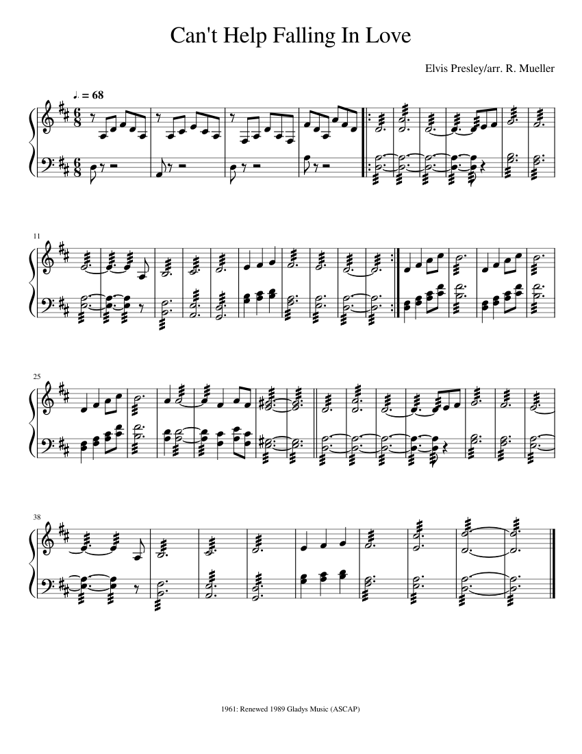 Can't Help Falling In Love (marimba solo) Sheet music for Marimba (Solo ...