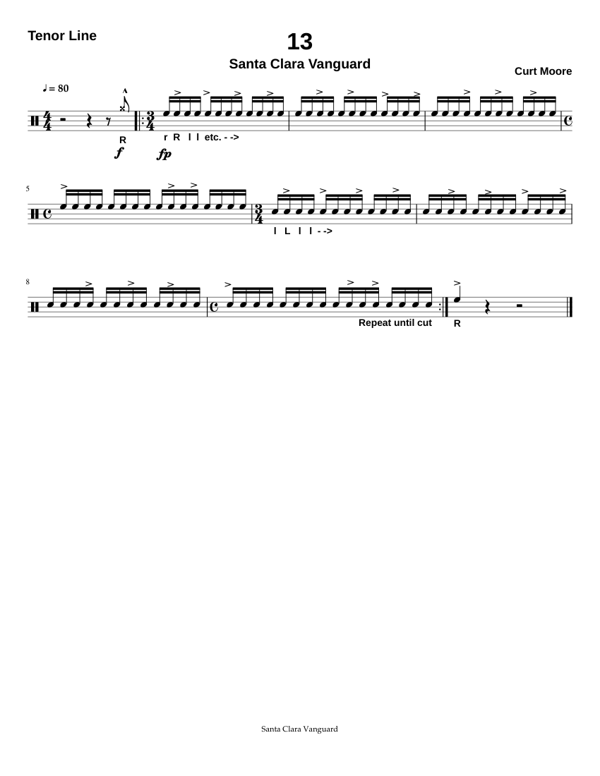 13 (Tenor Line) Sheet music for Tenor Drum (Solo) | Musescore.com