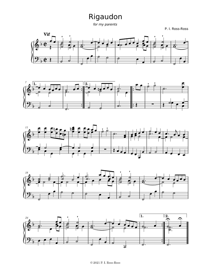 Rigaudon Sheet music for Piano (Solo) | Musescore.com