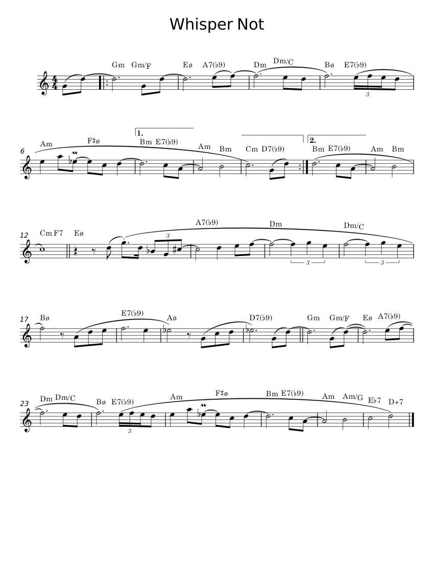 Whisper Not Sheet music for Piano (Solo) Easy | Musescore.com